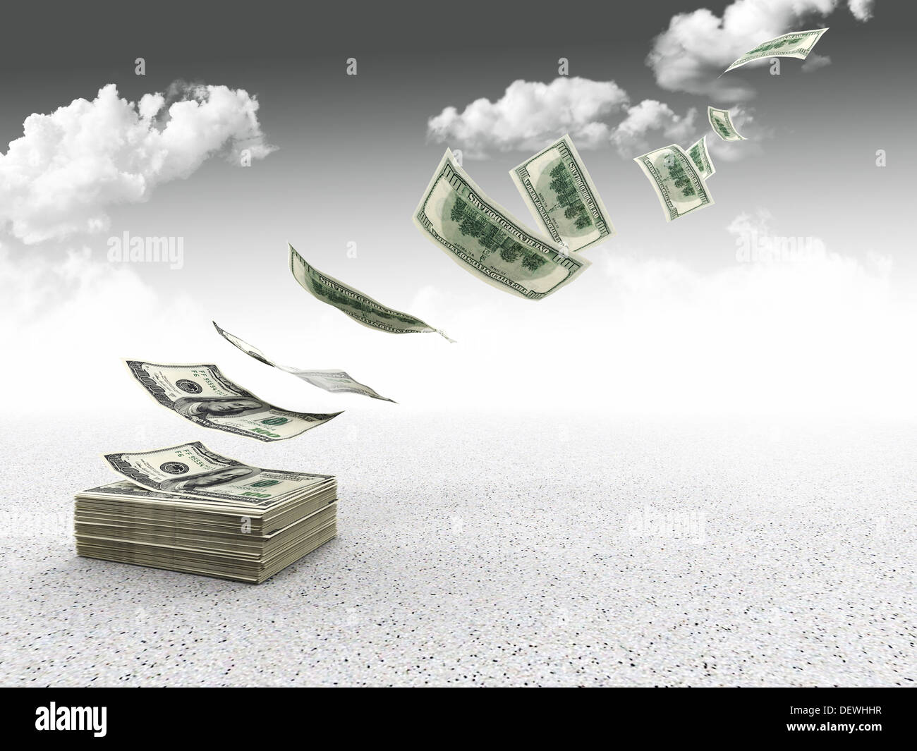 3d image of flying dollars Stock Photo - Alamy