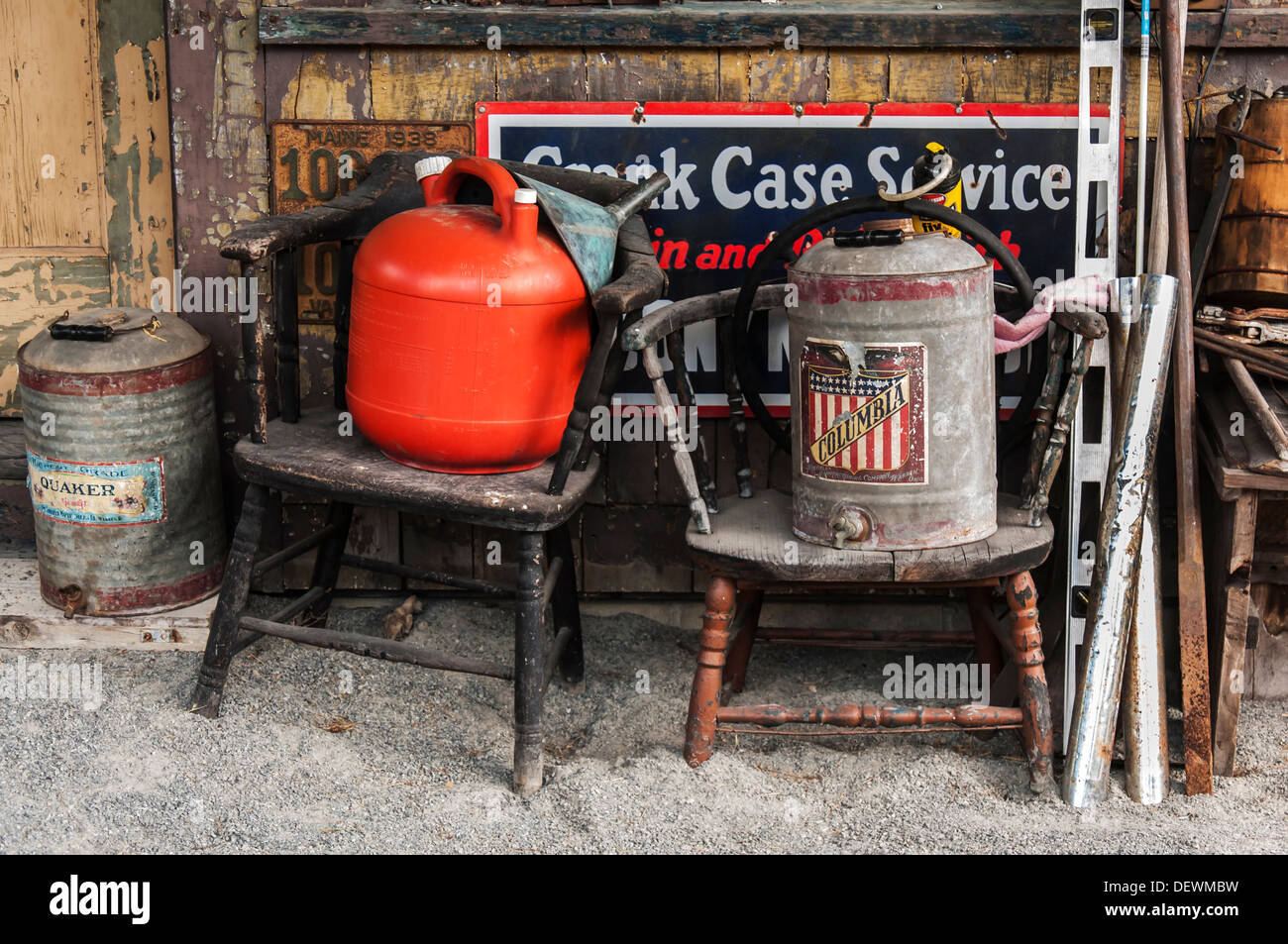 gas tank in a old gas station on route one in Maine, Usa Stock Photo ...