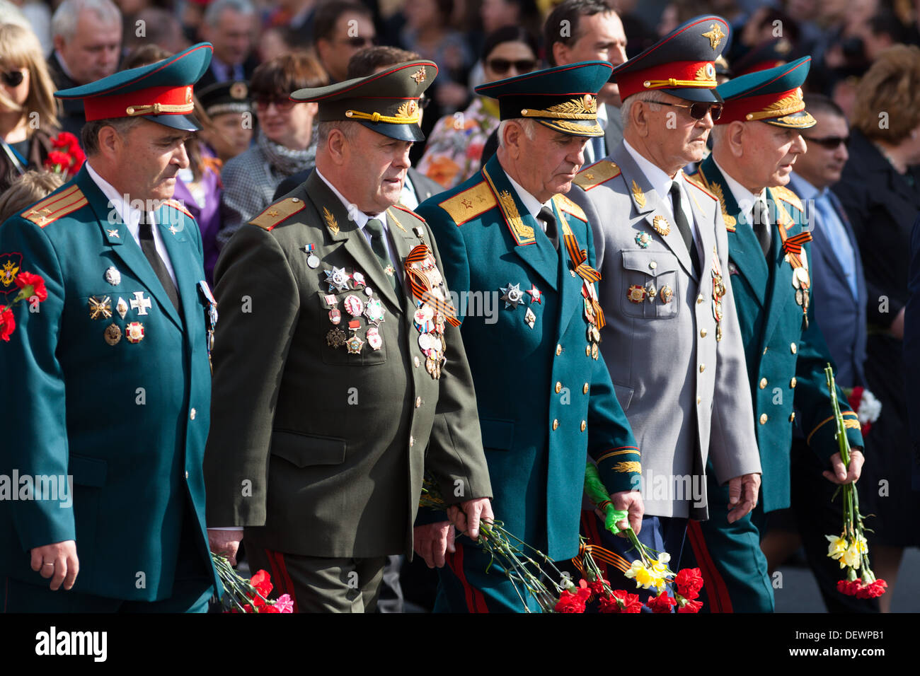 Colonels and generals. The parade of veterans of World War II on the ...