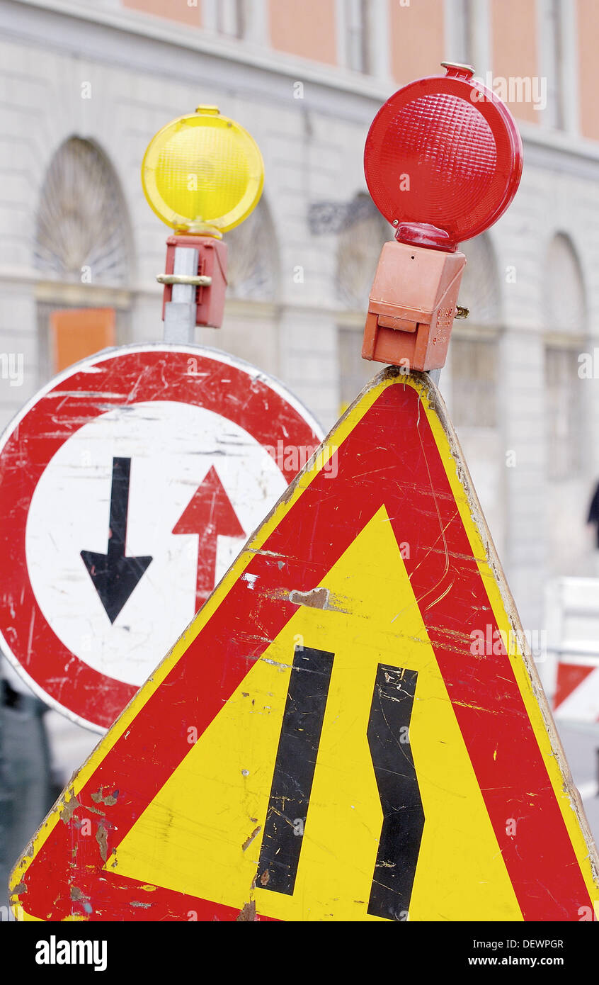 Two Red Triangle Road Signs High Resolution Stock Photography and ...