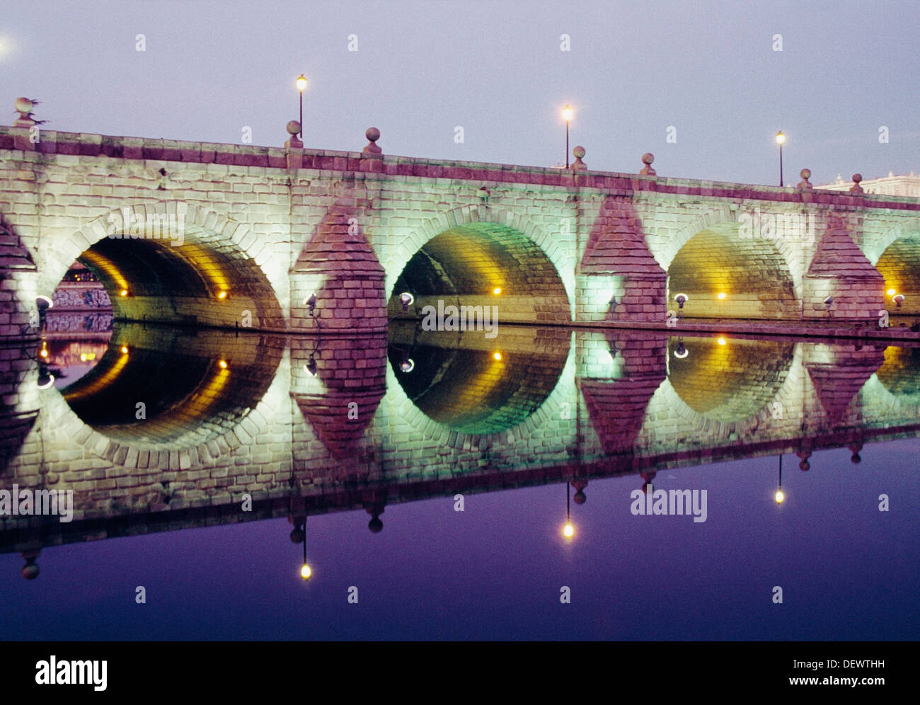 Segovia bridge at night. Madrid, Spain Stock Photo - Alamy