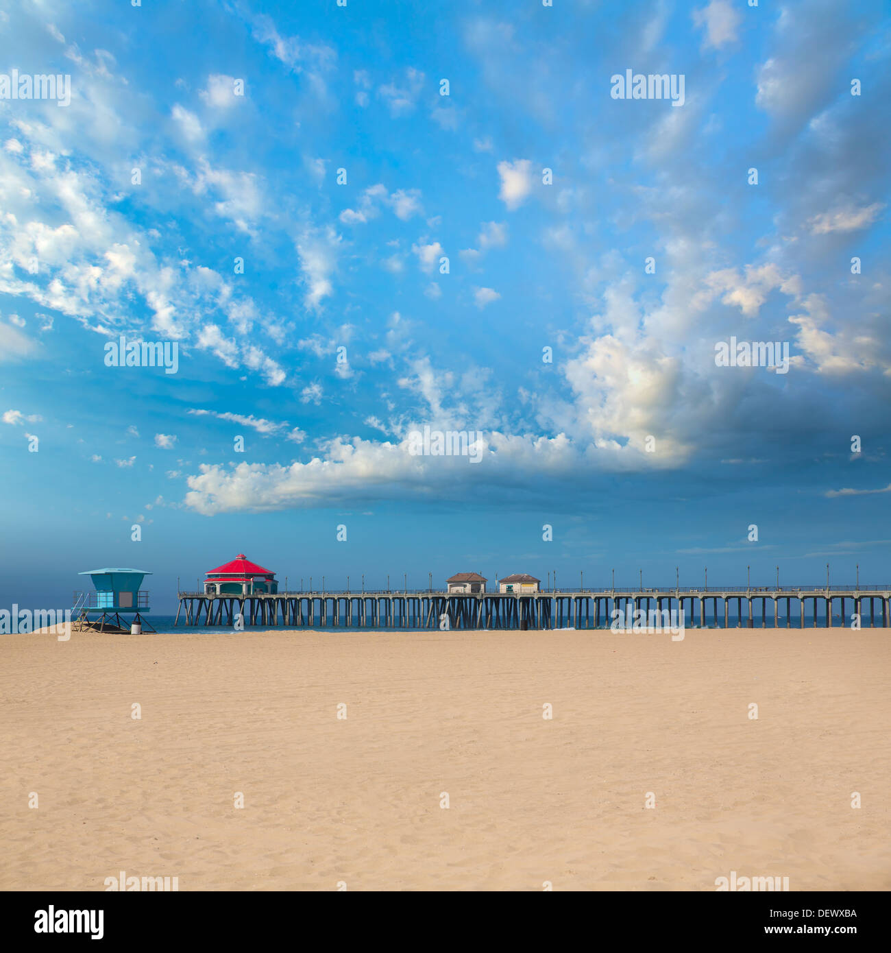Huntington beach Pier Surf City USA with lifeguard tower in Caifornia ...