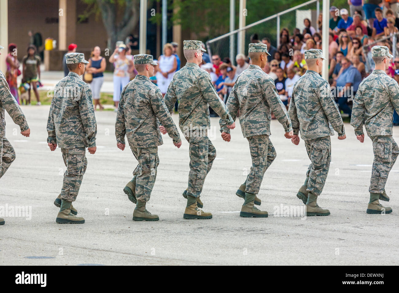 Airmen march into parade field during United States Air Force basic ...