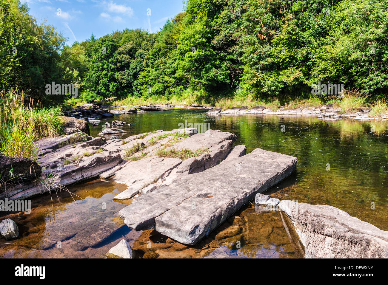 The River Usk near Llangynidr in the Brecon Beacons National Park ...