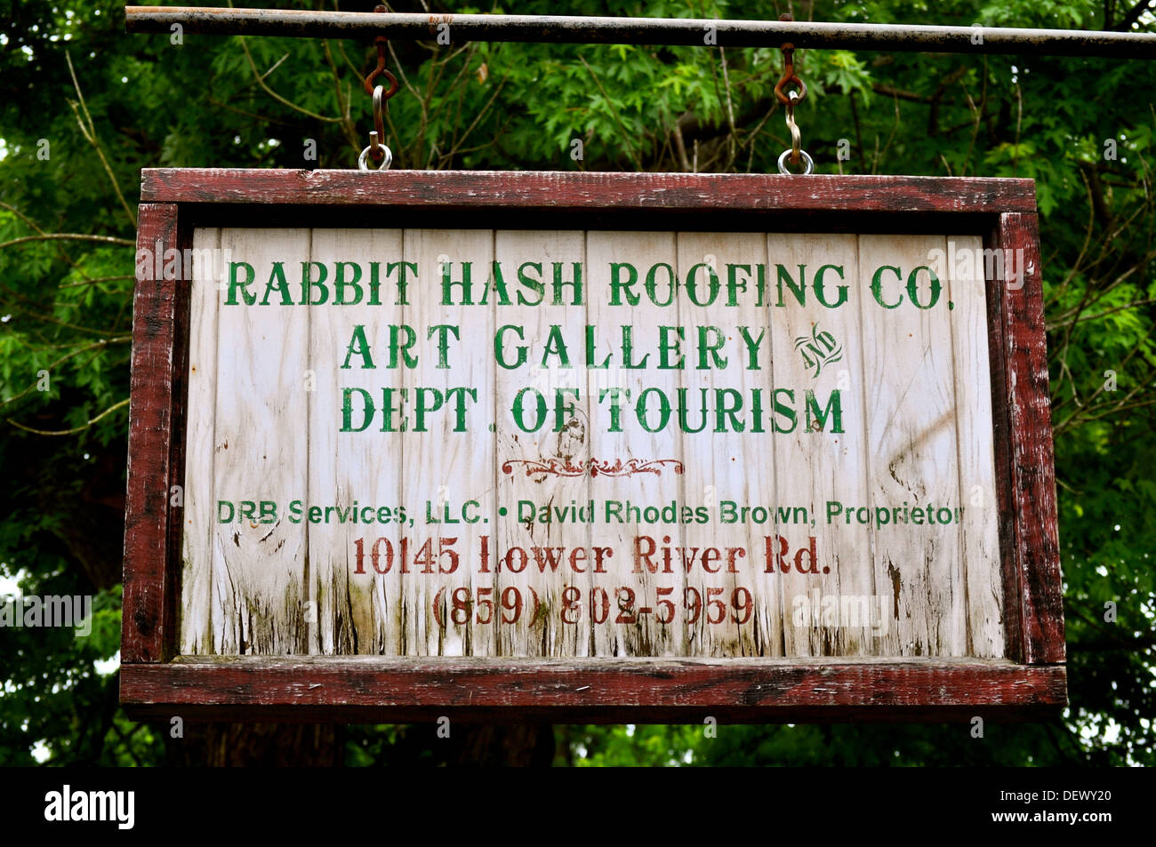 Rabbit Hash Roofing Sign Stock Photo - Alamy