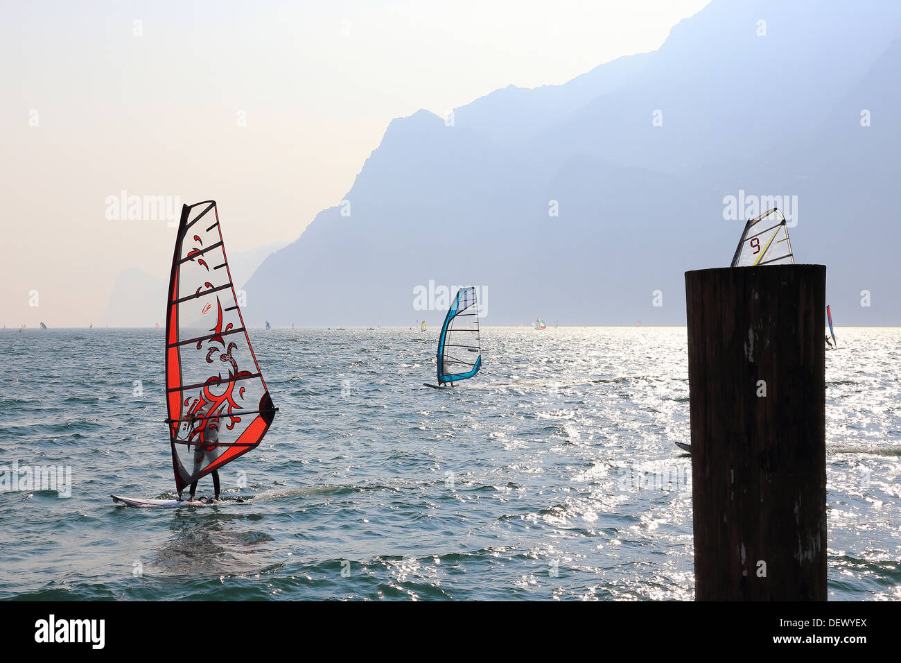 Surfing at Lake Garda, Torbole, Italy Stock Photo - Alamy