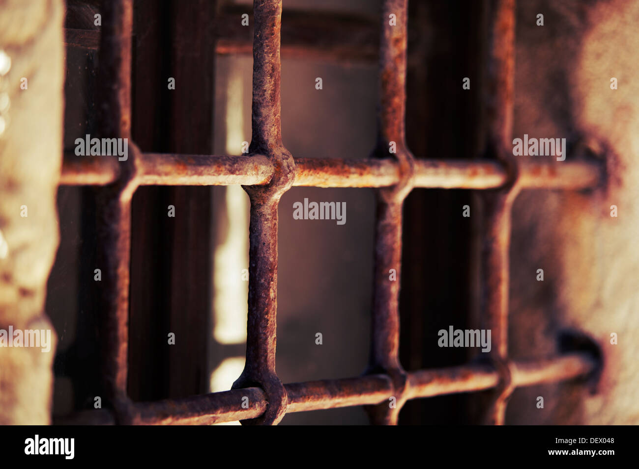 Old rusty safety iron bars at a window Stock Photo - Alamy