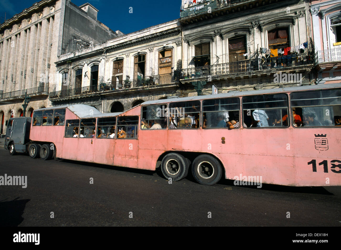 Havana Cuba Bus & Passengers - Camel - Trucks Made Into Buses Stock ...
