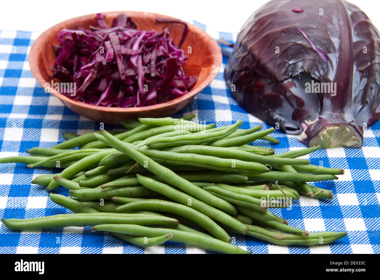 Beans with red cabbage Stock Photo - Alamy