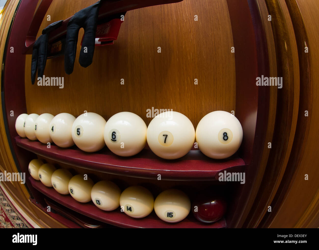 Set of billiard balls ready to play Stock Photo - Alamy