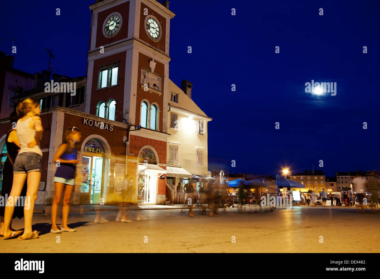 Rovinj (Rovigno) by night near the Harbor, Istria, Croatia Stock Photo ...