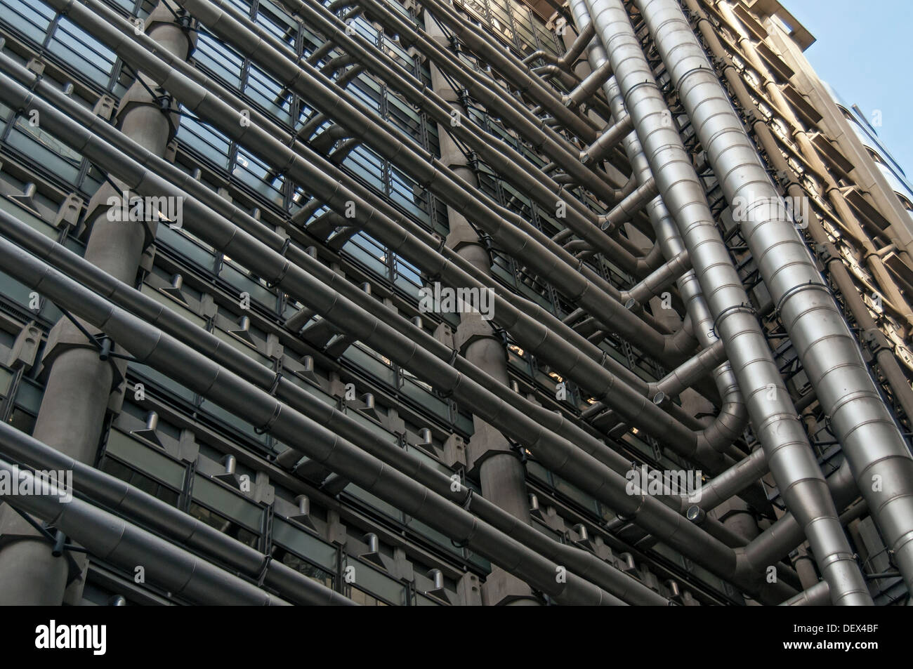 Close-up of Lloyd's Building (Inside-Out Building) by Richard Rogers, Lime Street, City of ...