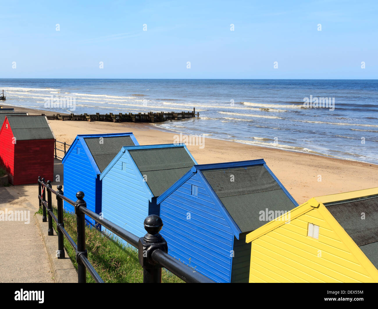Colourful Beach Huts at Mundesley on the North Norfolk Coast, England ...