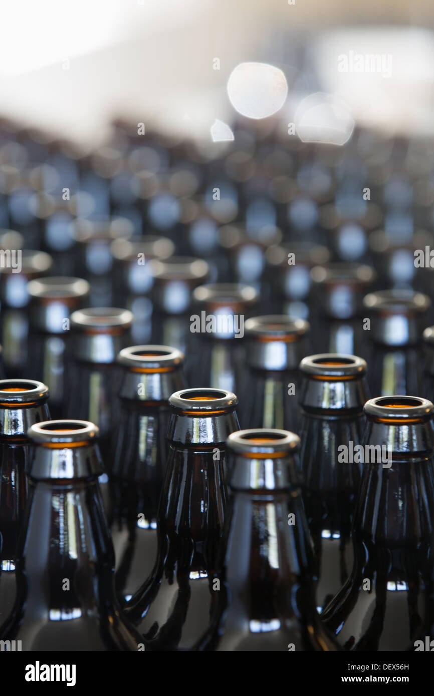 Rows of empty brown beer bottles Stock Photo - Alamy