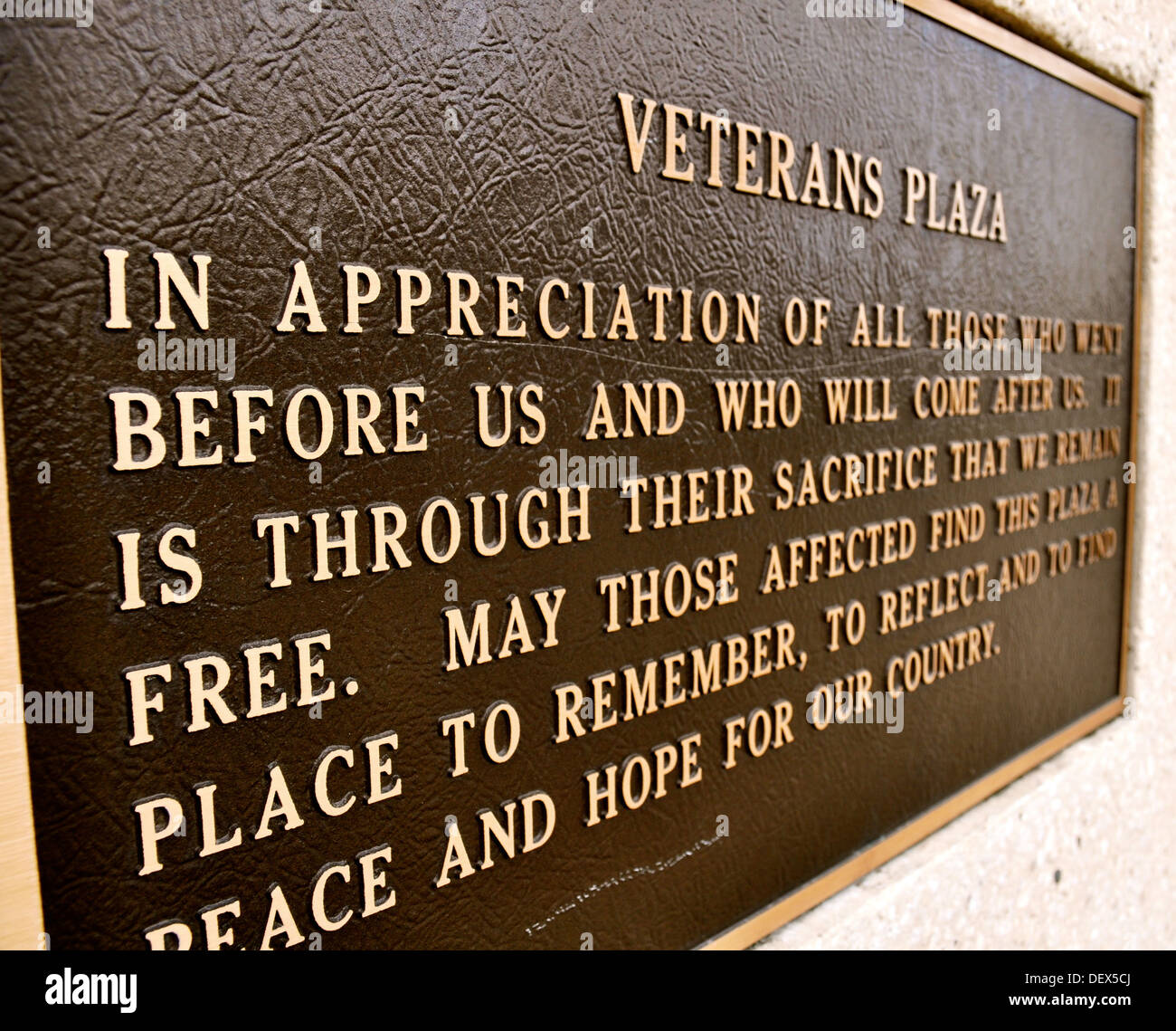 Sign Veterans Plaza Waco Stock Photo - Alamy