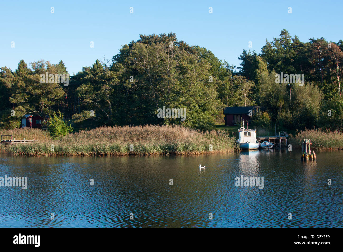 This is the port of Åhus Sweden , taken from the north side of Helge å ...