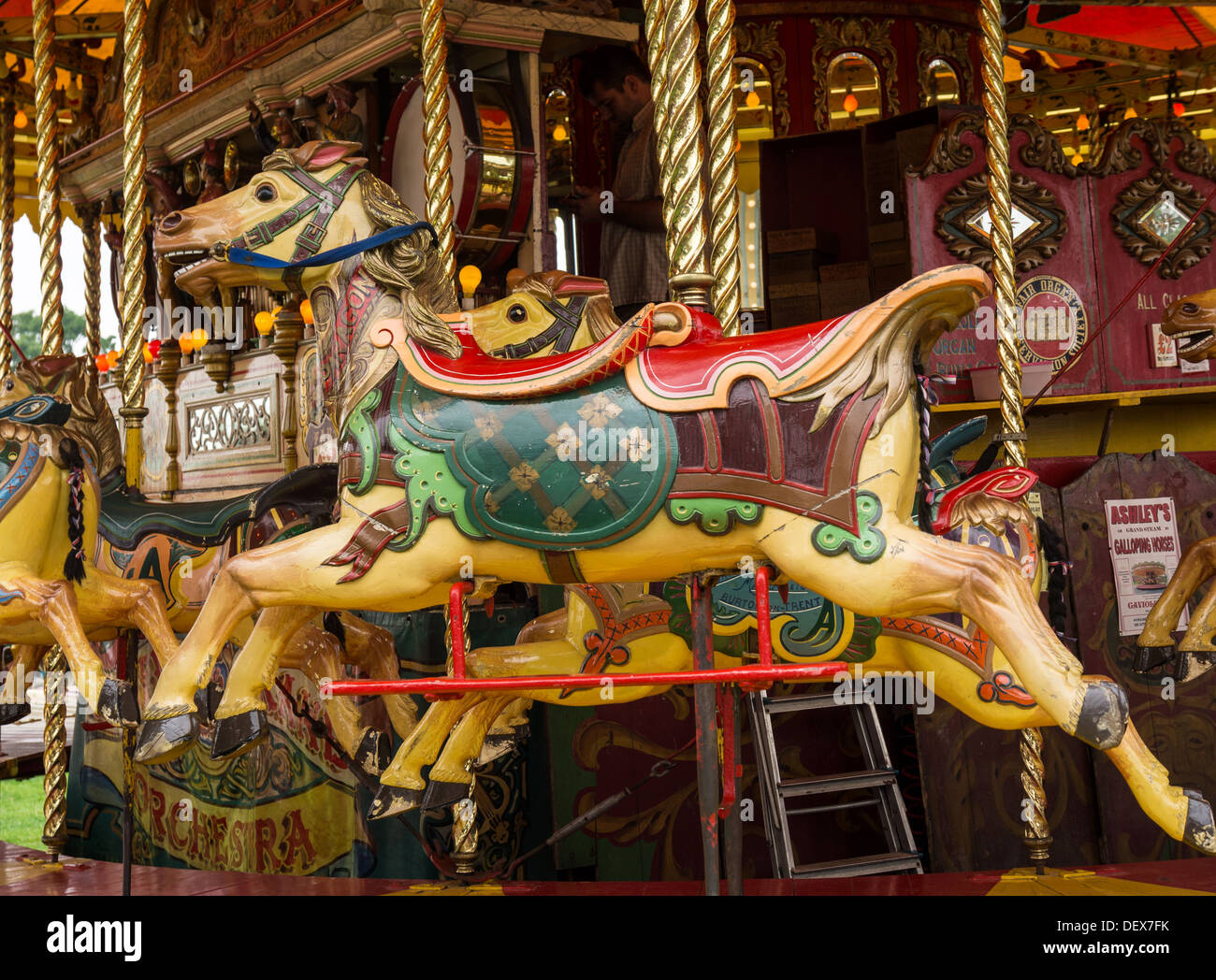 Vintage Carousel Horse on a steam fair ground ride Stock Photo - Alamy
