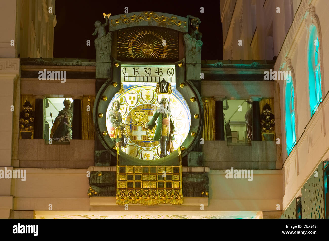 Anker clock in Vienna - Austria in the night Stock Photo - Alamy