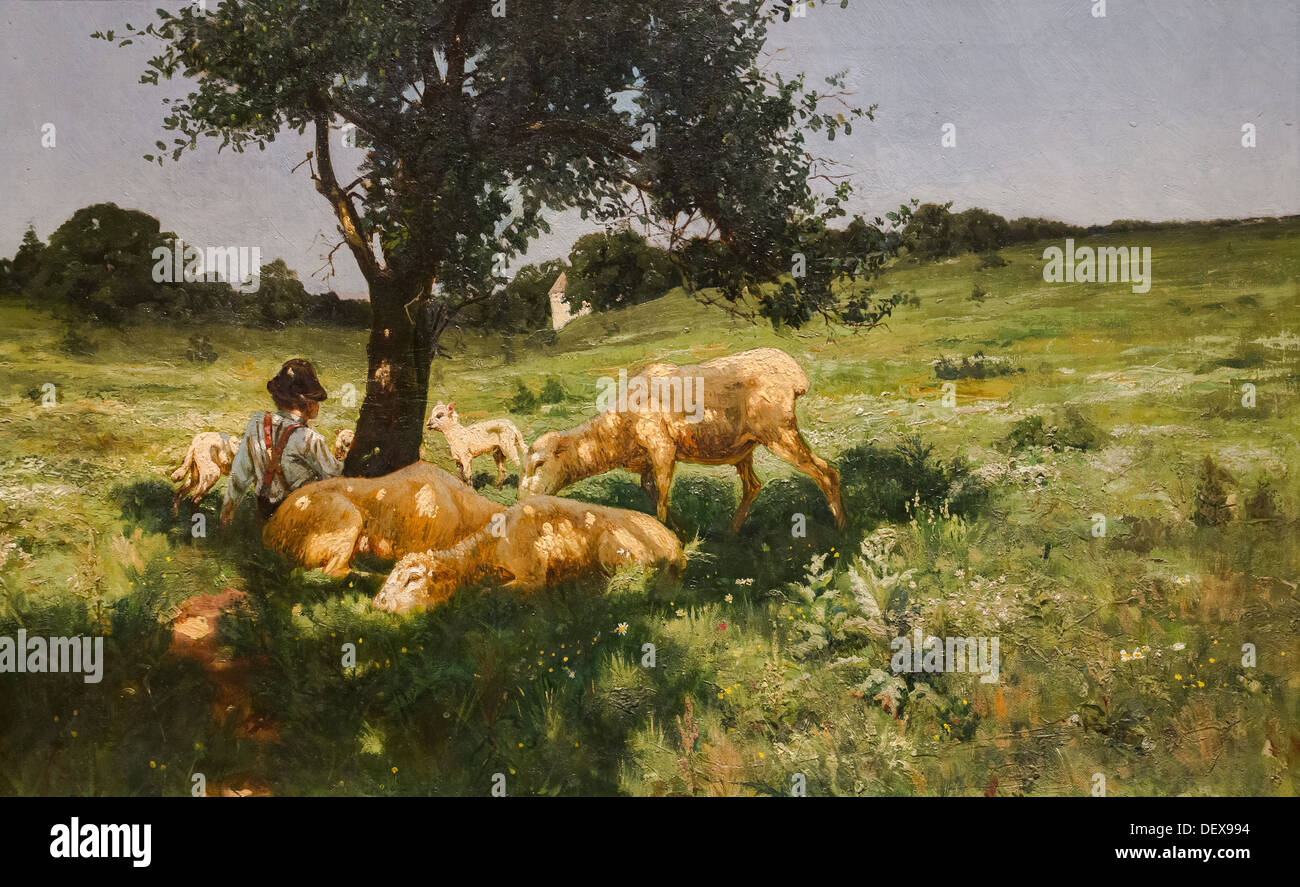 Boy under tree oil on canvas hi-res stock photography and images - Alamy