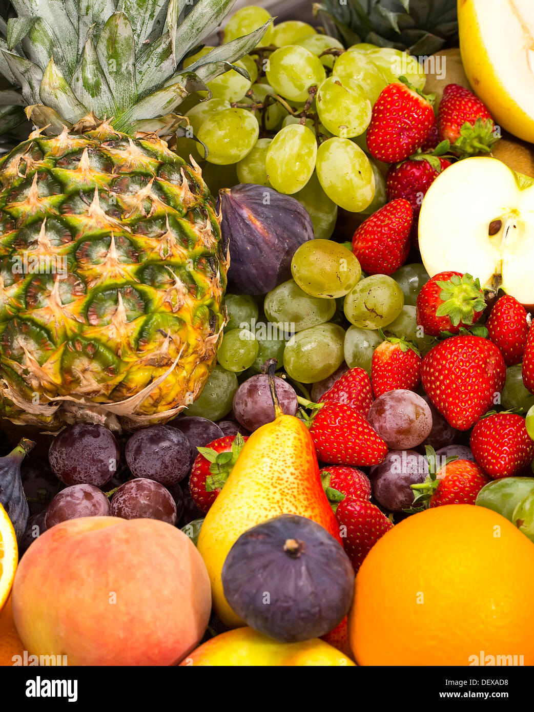 Colorful background of fresh delicious fruits Stock Photo - Alamy
