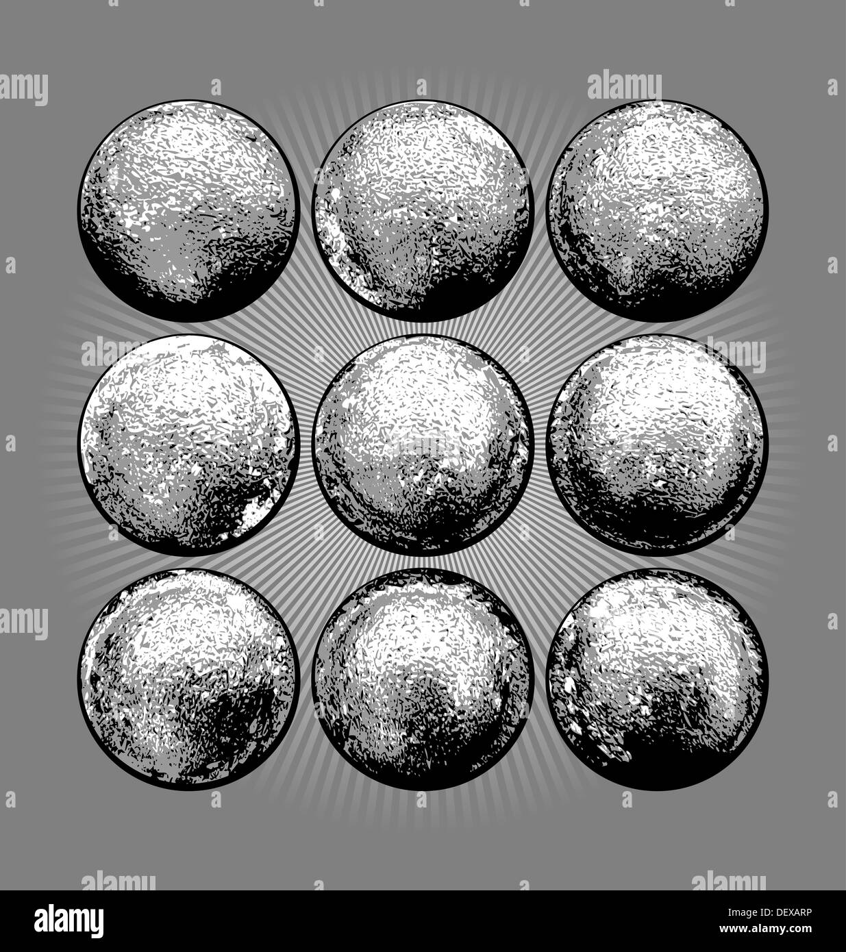 Nine realistic threedimentional balls as design elements Stock Photo ...