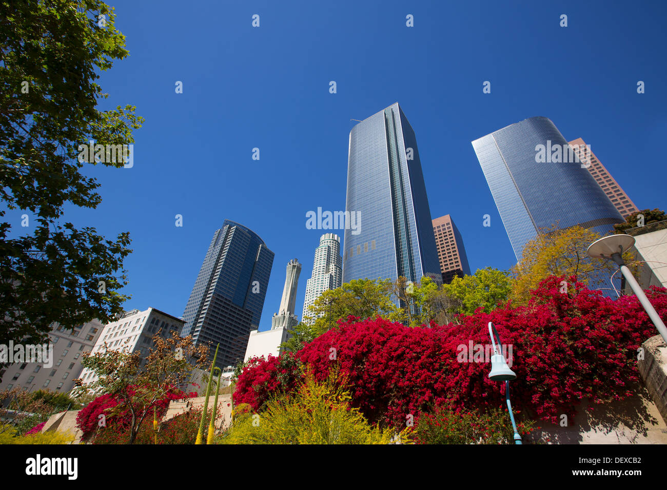 Los Angeles LA downtown skyscrapers at Hill street California Stock ...