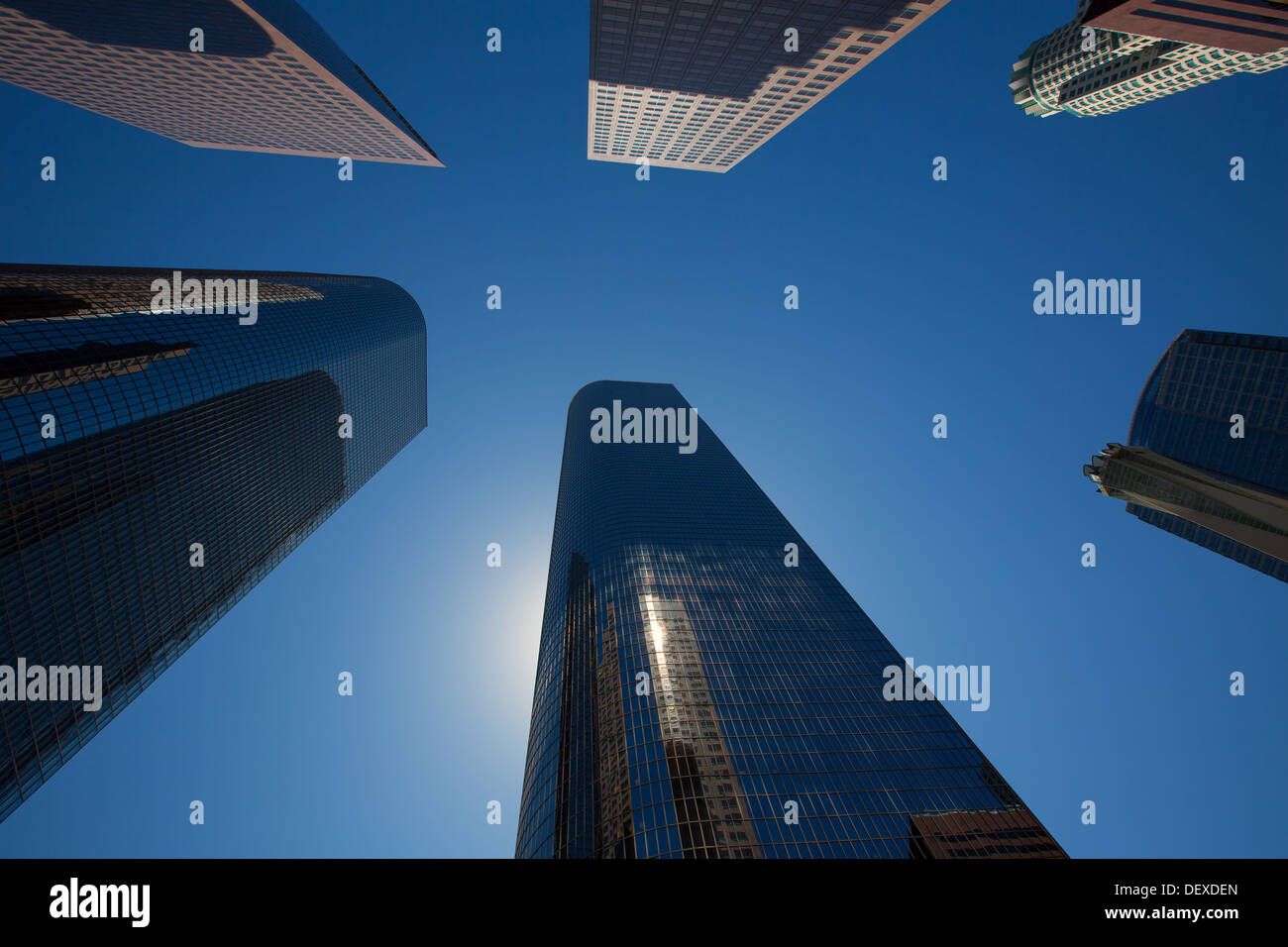 LA Los angeles downtown skyscrapers buildings viewed from below at ...