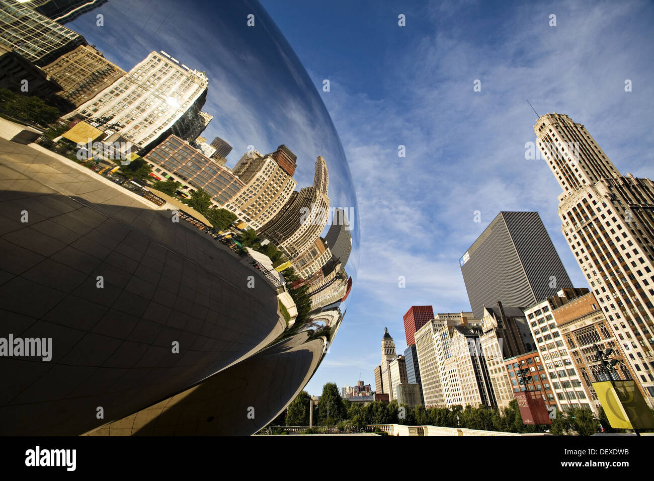 Illinois. Chicago. Cloud Gate sculpture in Millennium Park in early ...