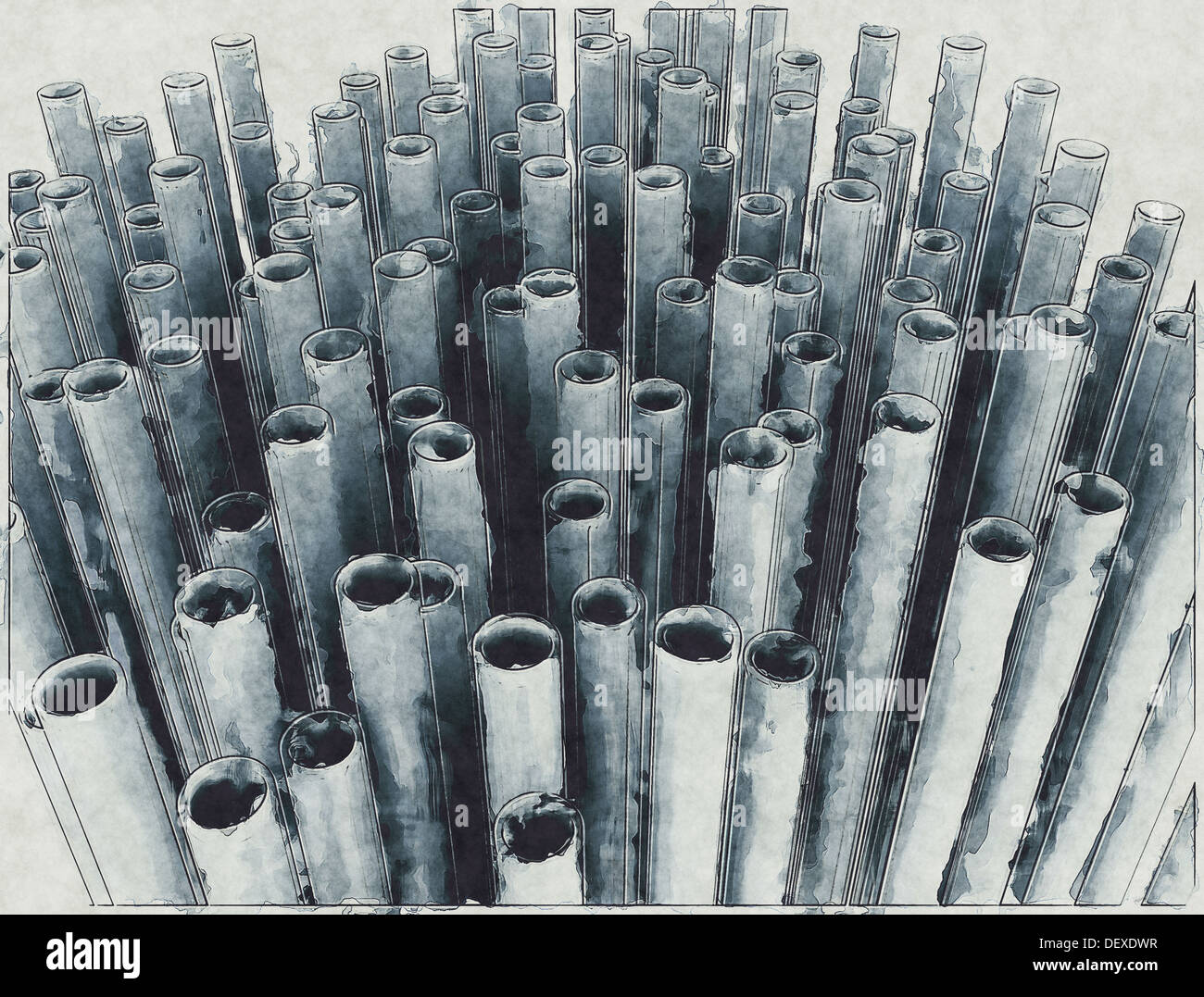 Metal tubes on white background Stock Photo - Alamy