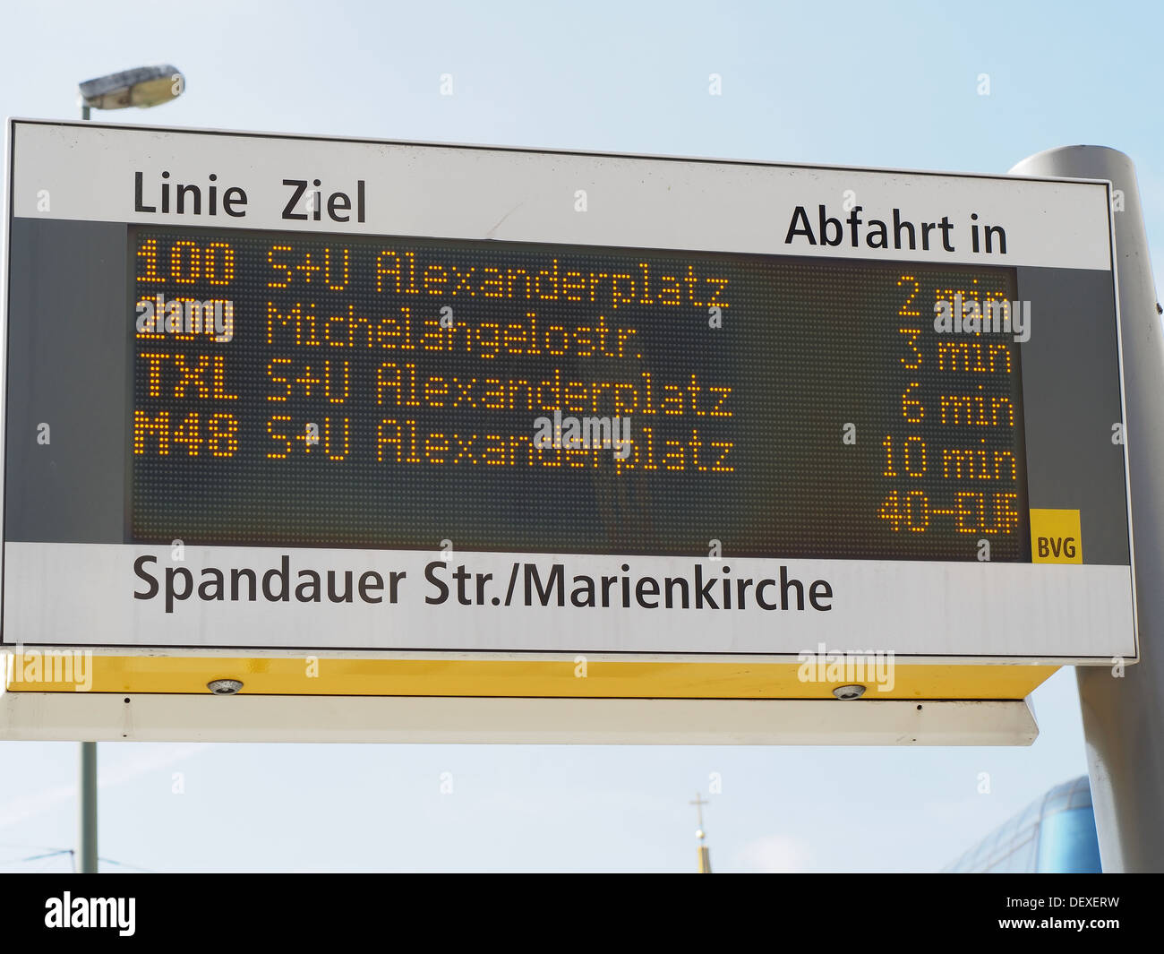A view of a bus sign at a bus stop in Berlin Germany Stock Photo - Alamy