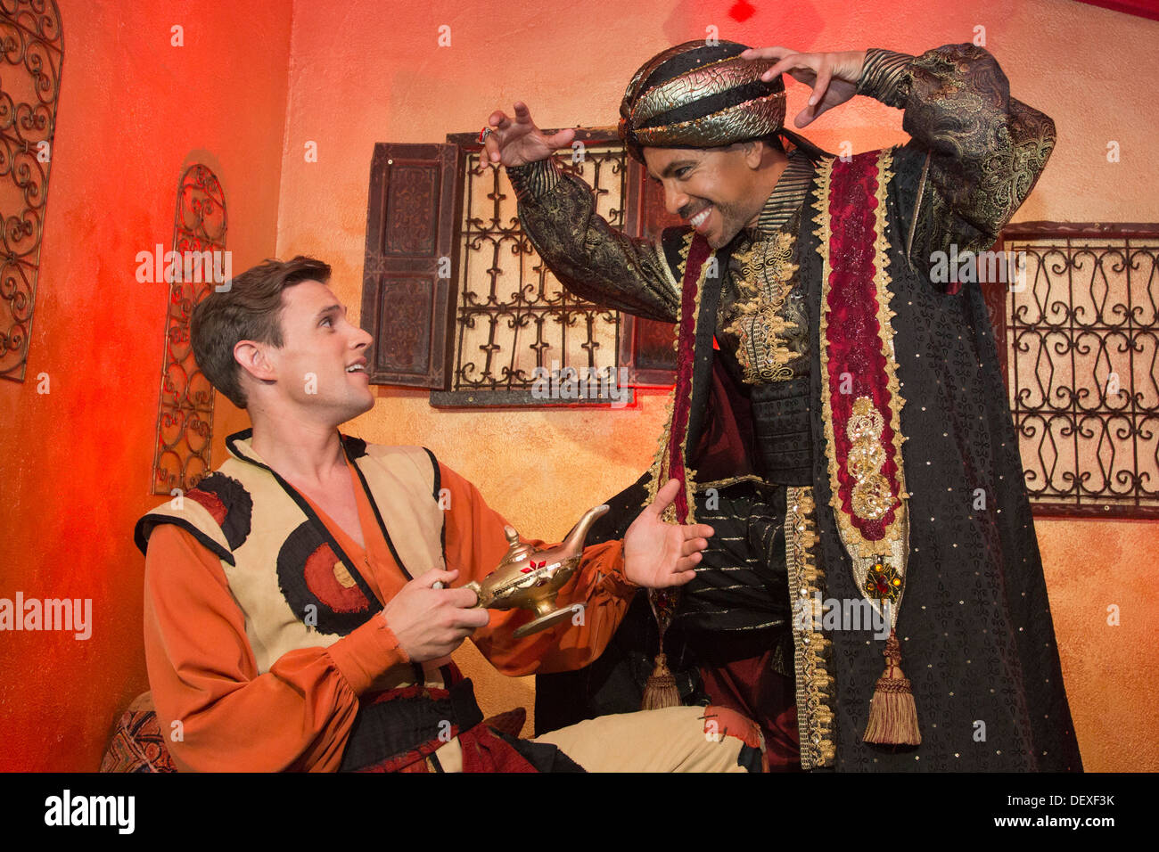 Oliver Thornton and David Bedella. Aladdin Christmas Pantomime at the ...