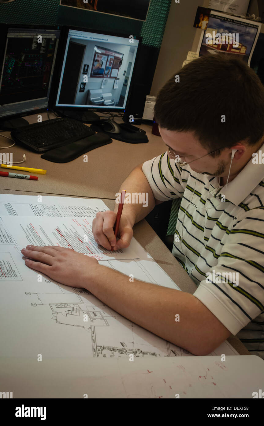 Professional engineering, construction office environment Stock Photo ...