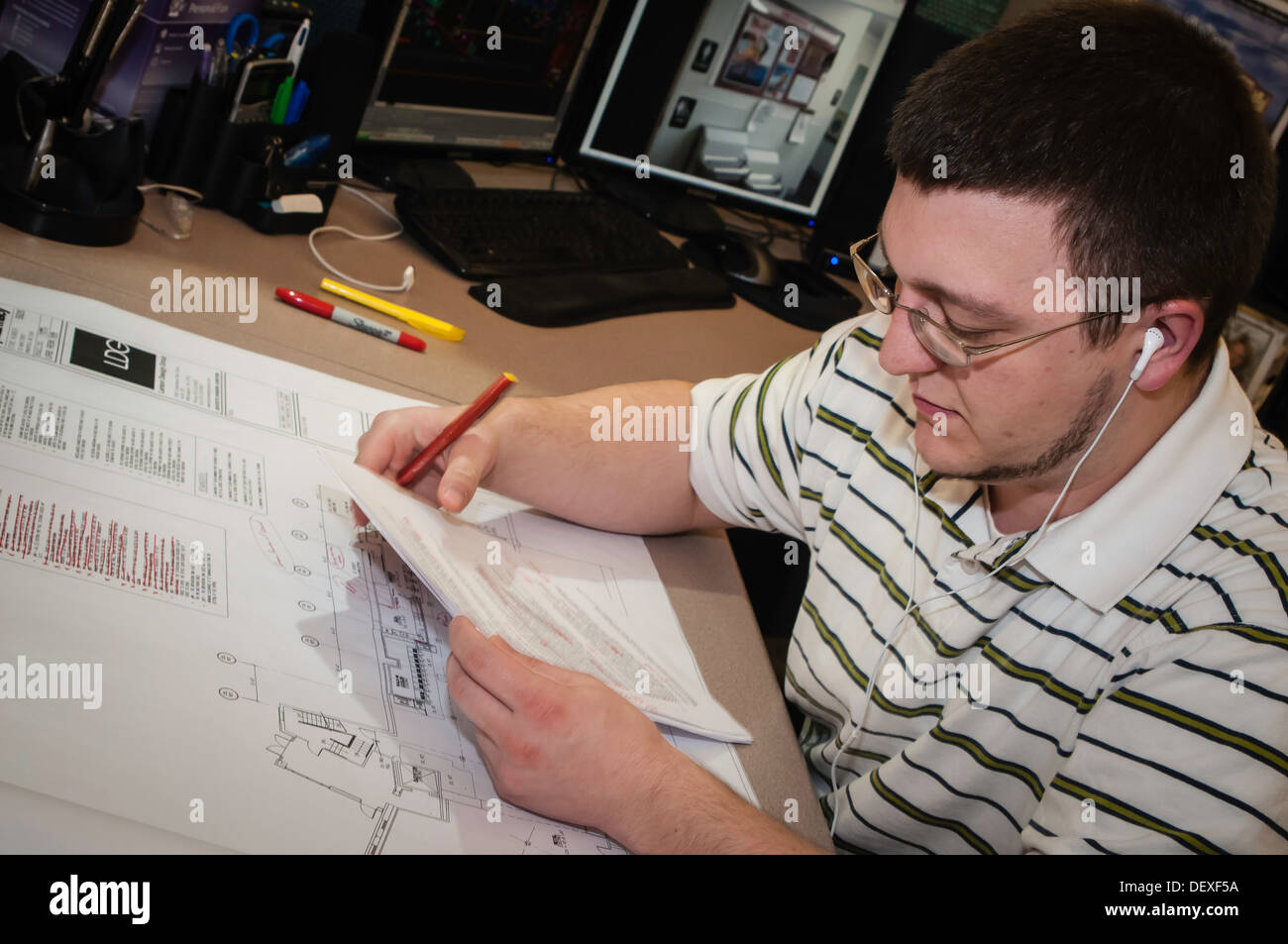 Professional engineering, construction office environment Stock Photo ...