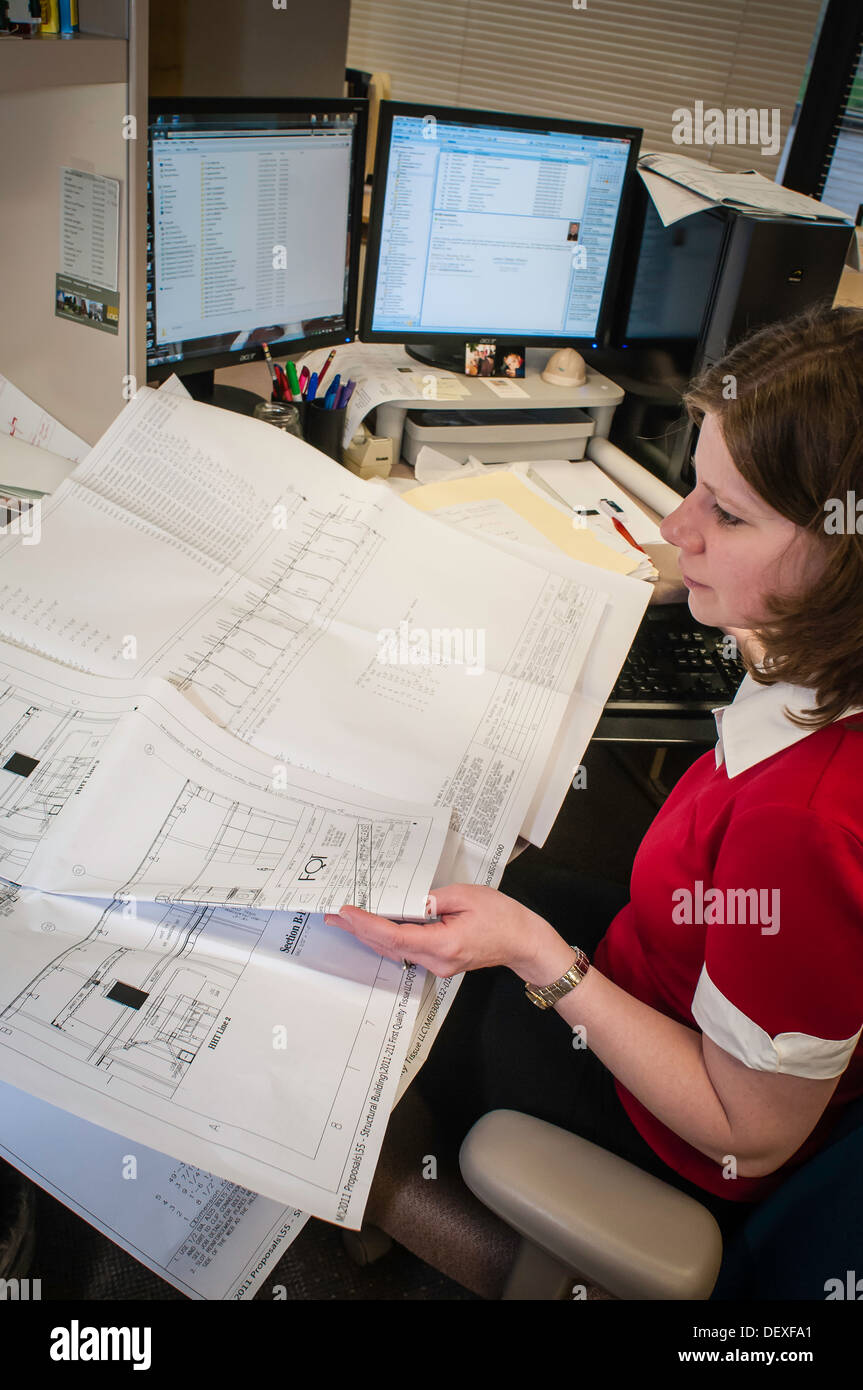 Professional engineering, construction office environment Stock Photo ...