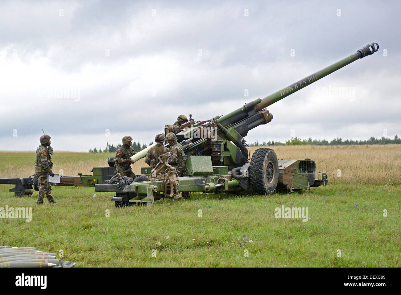 French Army soldiers fire a FrenchTRF-1 155mm Self-Propelled Howitzer ...