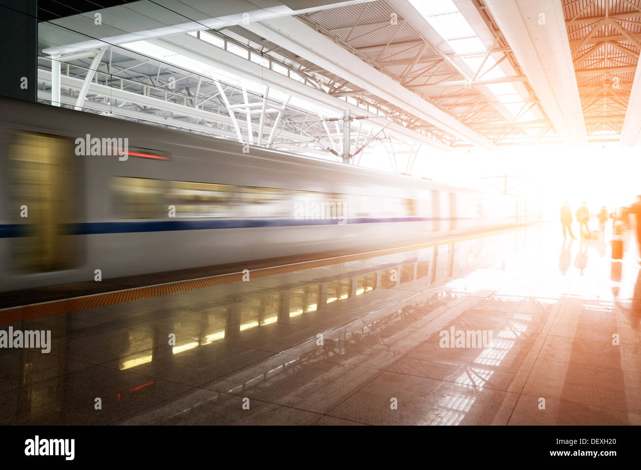 train stop at railway station Stock Photo - Alamy