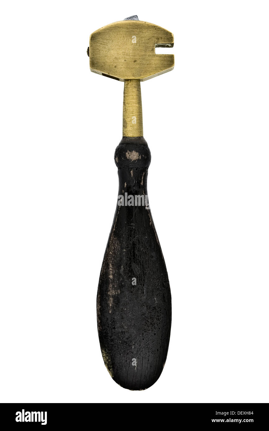 vintage diamond point glass cutter isolated over white, clipping path ...