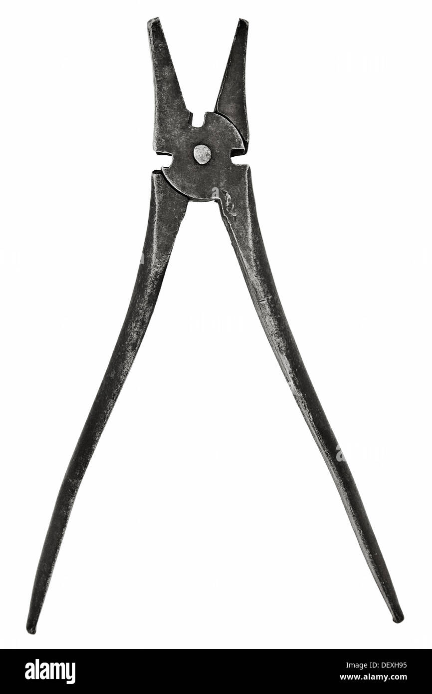 old vintage pliers isolated over white background Stock Photo - Alamy