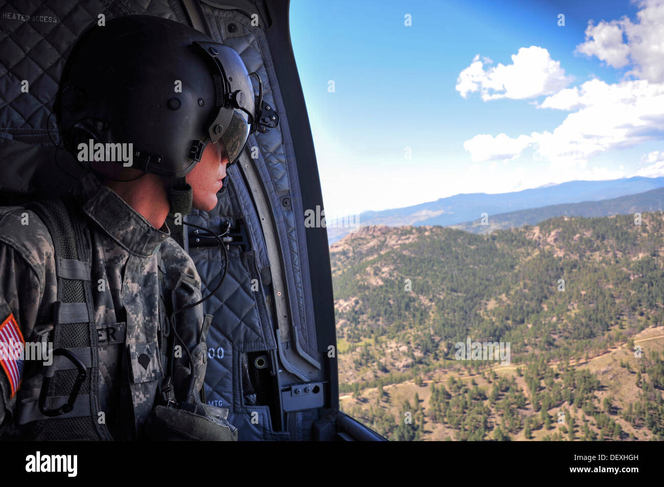 U.S. Army PVT Ben Stocker, CH-47 Chinook helicopter Crew Chiefs with ...