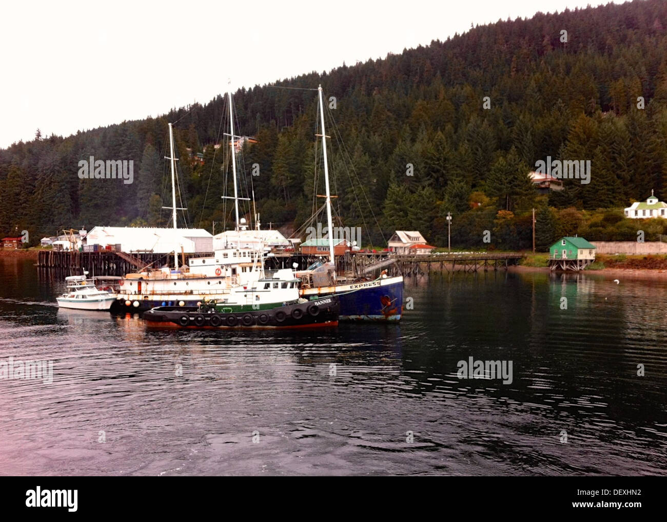 The tug Banner tows the Express to the dock in Hoonah following a post ...