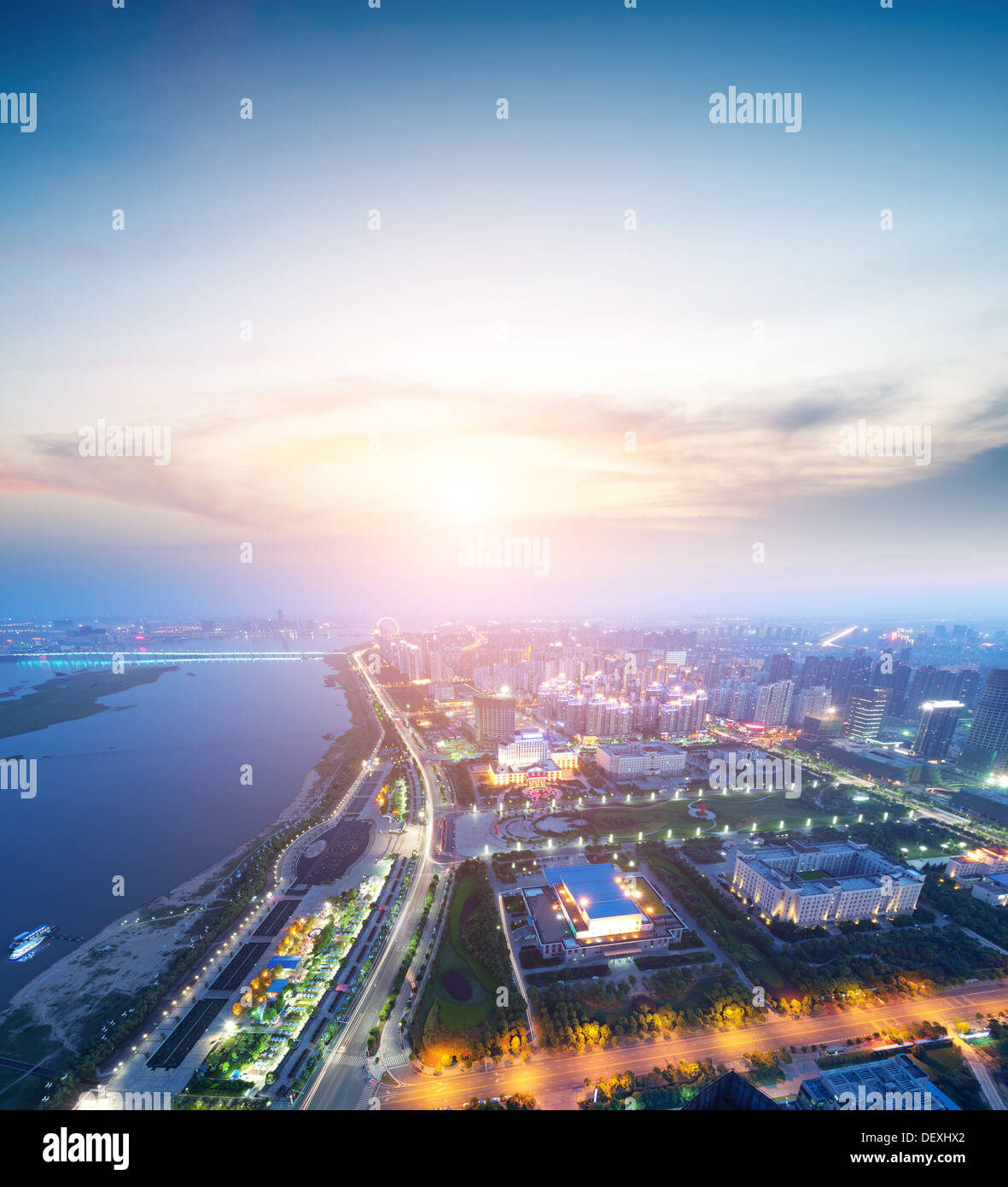 High-altitude city night scene Stock Photo - Alamy