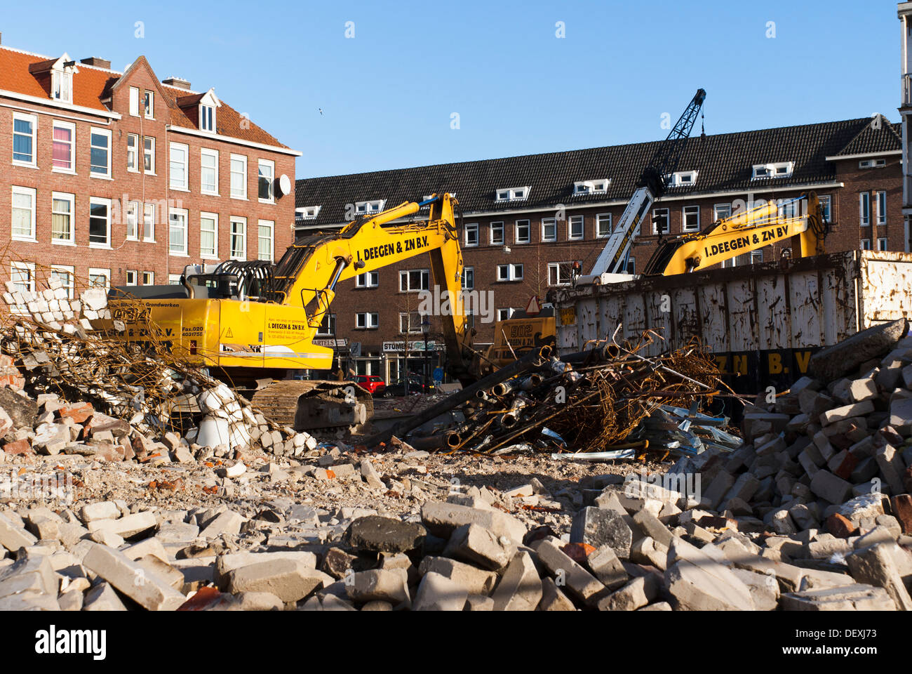 Demolition of old social housing in working class neighbourhood for ...