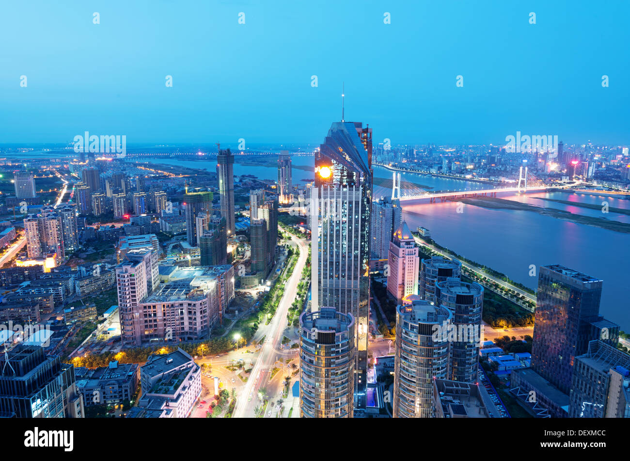 Bird view at Nanchang China. Skyscraper under construction in ...