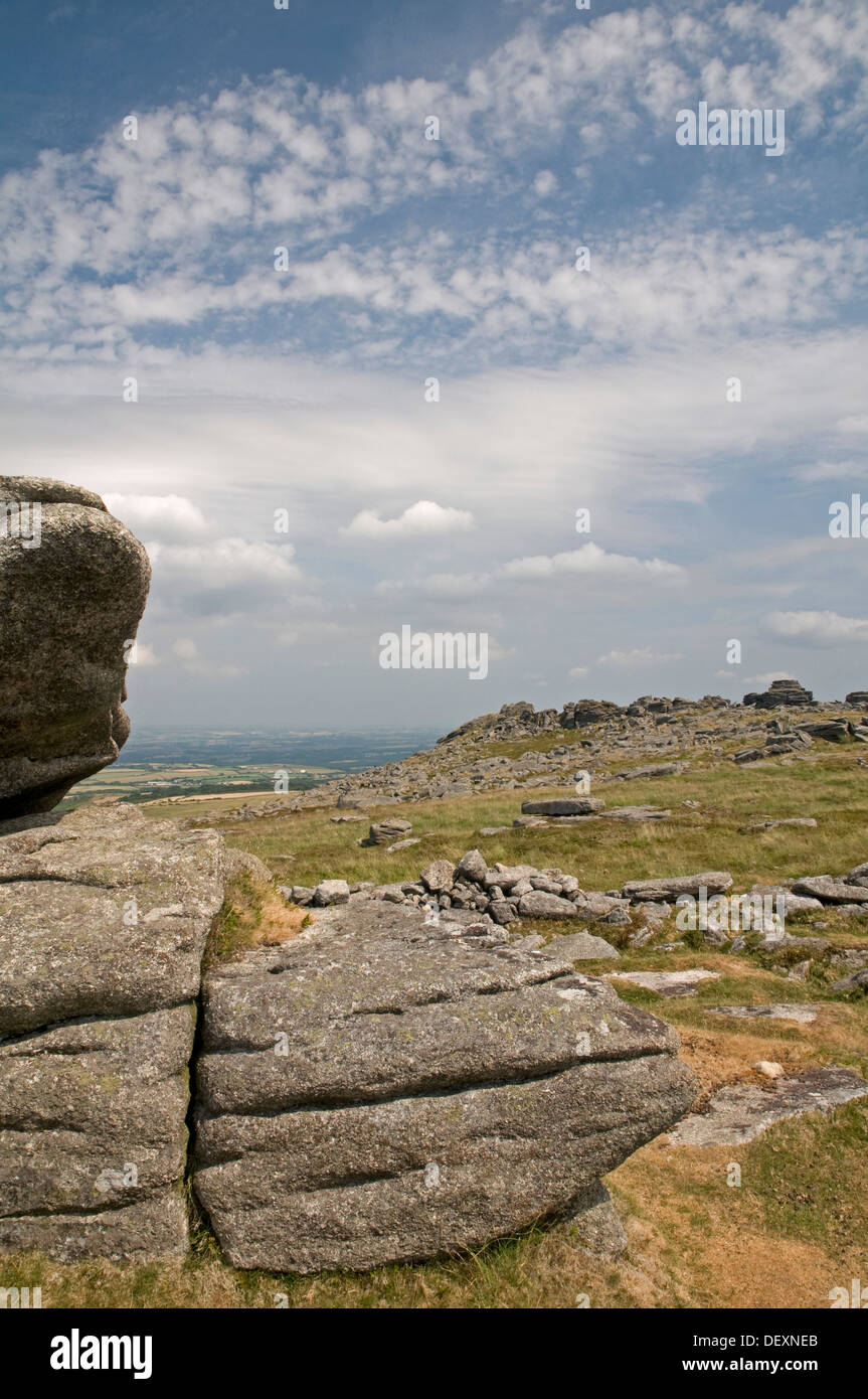 Attractive landscape on Belstone Tor, Dartmoor, looking north Stock ...