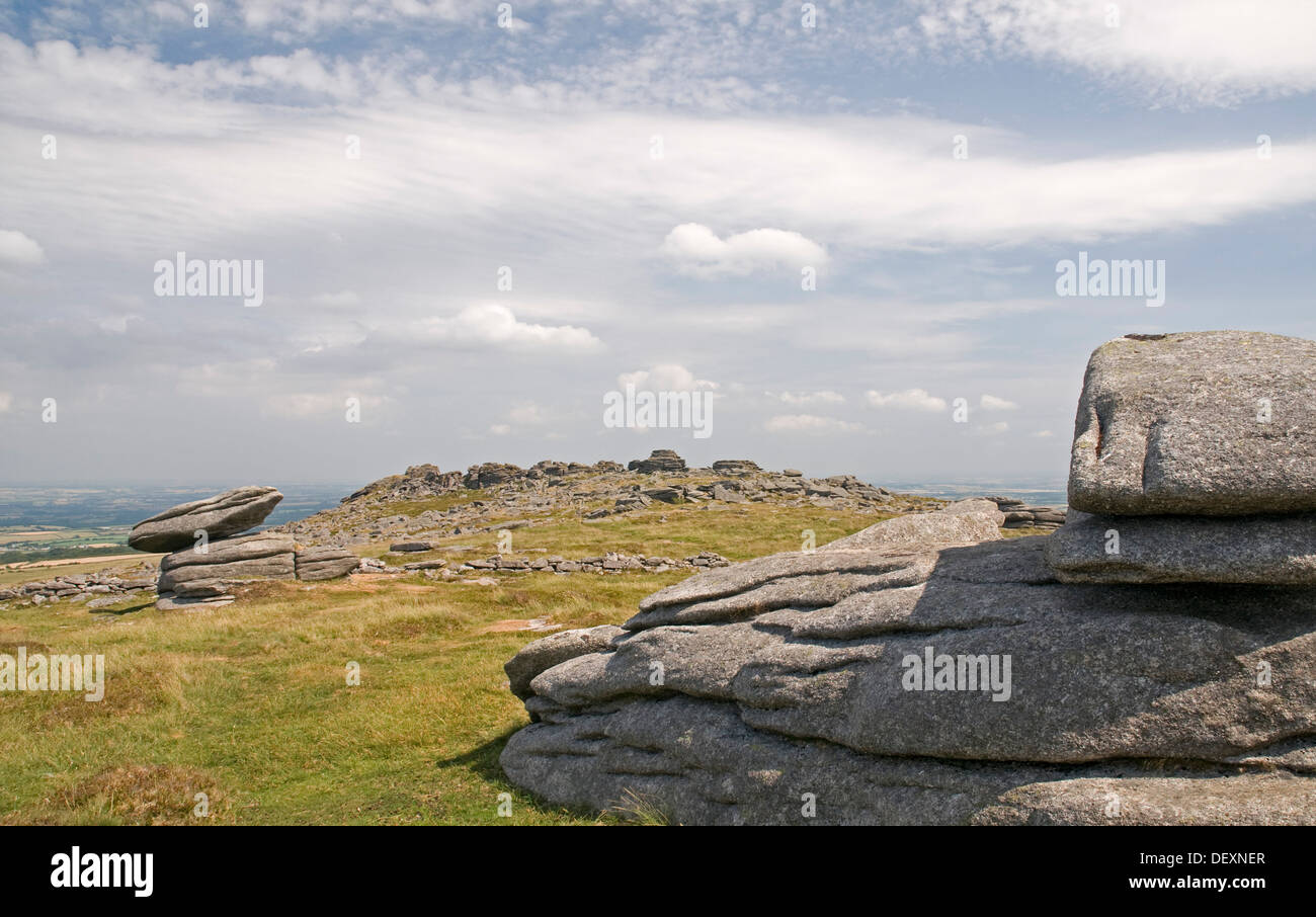 Attractive landscape on Belstone Tor, Dartmoor, looking north Stock ...