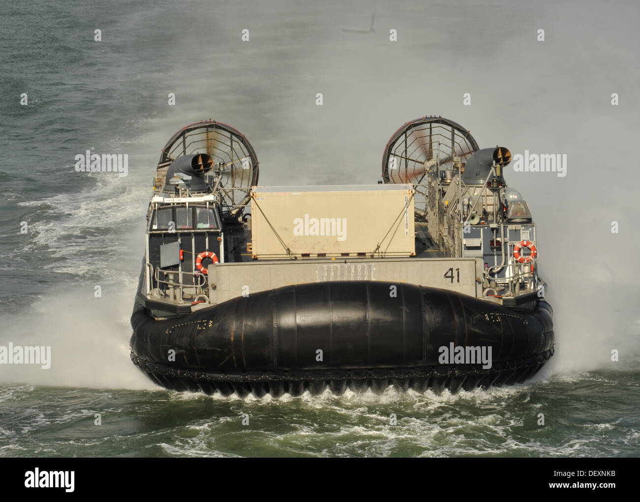 Landing Craft Air Cushion vehicle from Assault Craft Unit 4 approach ...