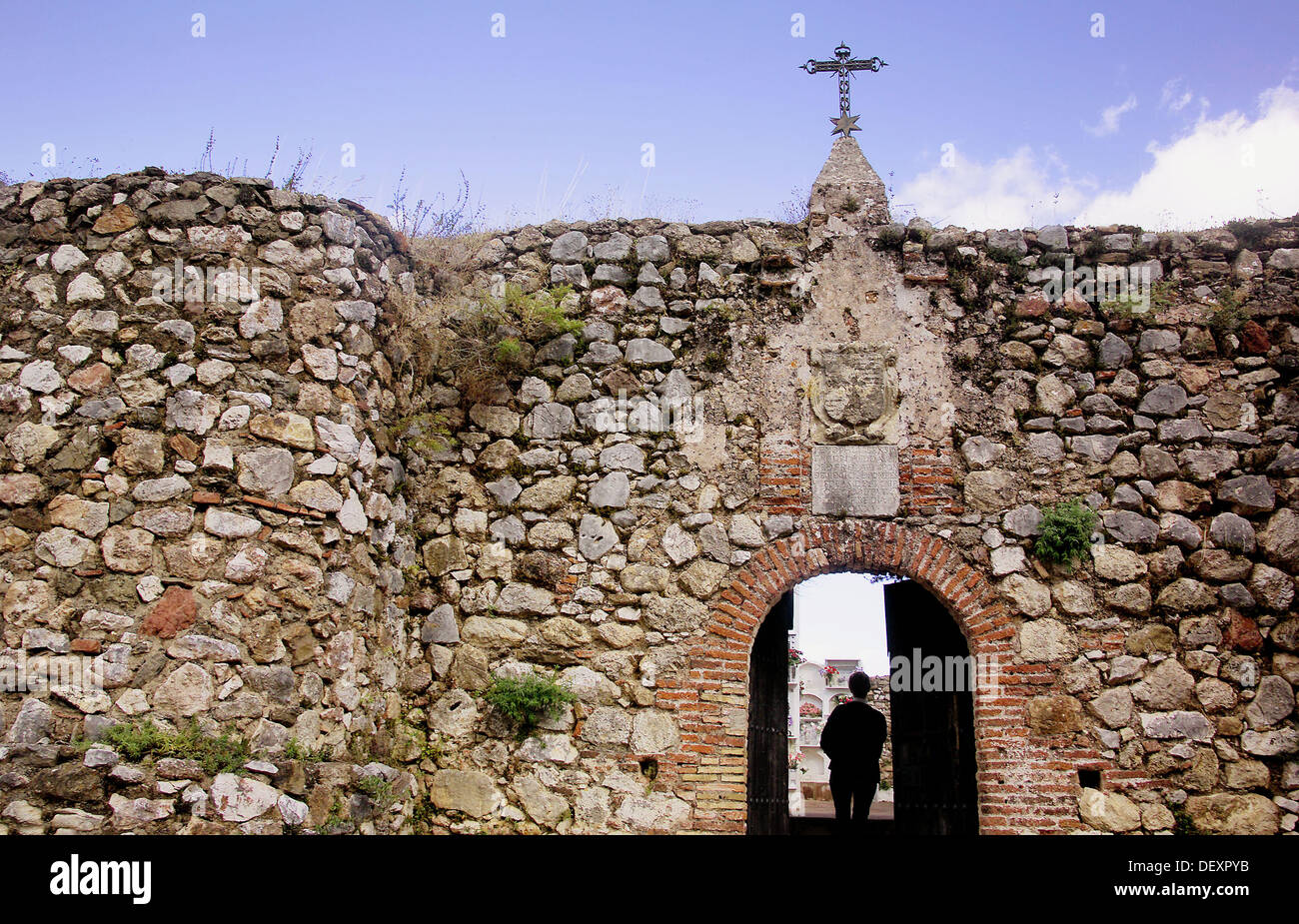 Graveyard inside the castle at Benadalid in the Serrania de Ronda ...