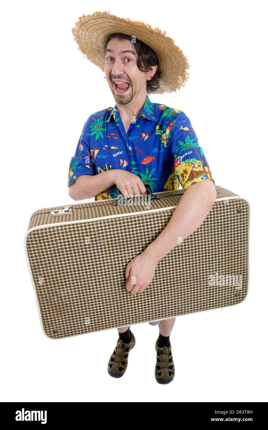 young silly man traveler, full body, isolated Stock Photo - Alamy