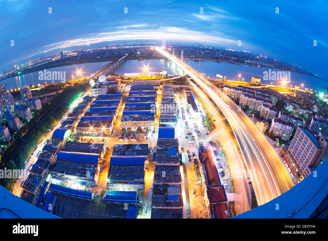 Aerial view of city night Stock Photo - Alamy