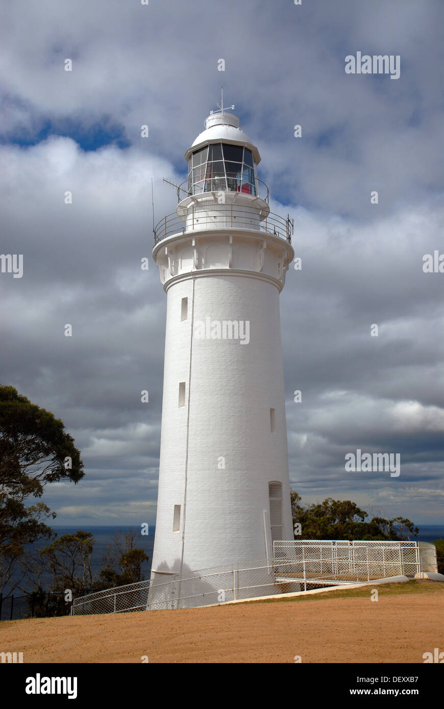 Table Cape Lighthouse against a cloudy sky, Table Cape, Tasmania ...